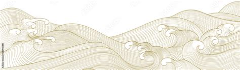 Japanese Background With Hand Drawn Line Wave Element Vector Oriental Natural Pattern With