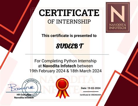 Sudeeb T On Linkedin Internship Certificate Pythondeveloper Python