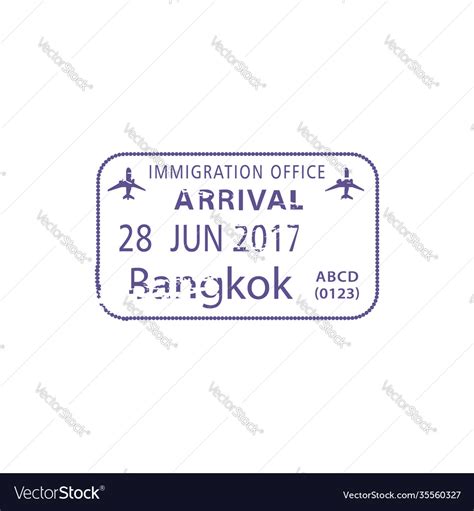 Thailand Border Passing Entry Bangkok Visa Stamp Vector Image