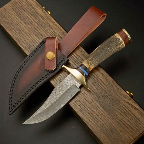 The Stag Spirit Handle Knife With Brass Guard For Field Use And Display