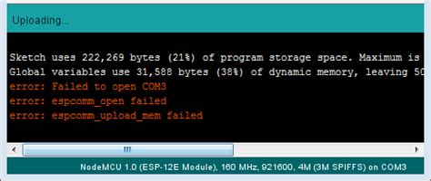 I Am Getting “espcommsync Failed” Error When Trying To Upload My Esp