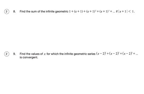 Solved Find The Sum Of The Infinite Geometric Chegg Com