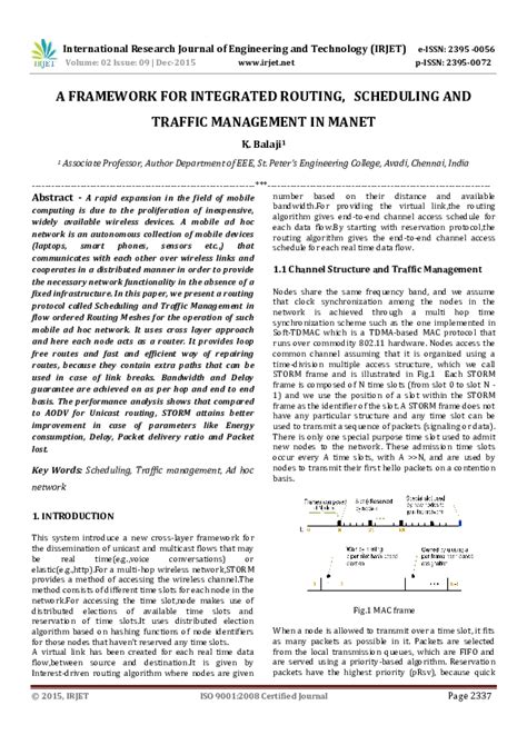 pdf a framework for integrated routing scheduling and traffic management in manet