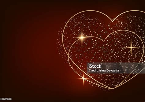 골드의 심장이 있는 해피 발렌타인 데이 일러스트레이션 카드 메뉴 전단지 쿠폰 포스터 표지 배너용 템플릿 사랑의 빛 14에 대한 스톡 벡터 아트 및 기타 이미지 Istock