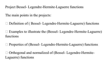 Solved Project Bessel The Main Points In The Projects