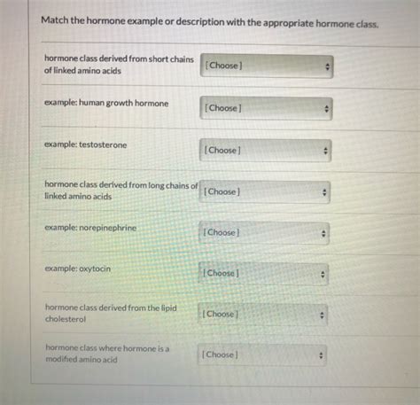 Solved Match The Hormone Example Or Description With The Chegg