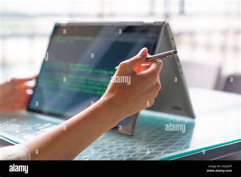 Female Freelance Developer Coding And Programming Coding On Two With