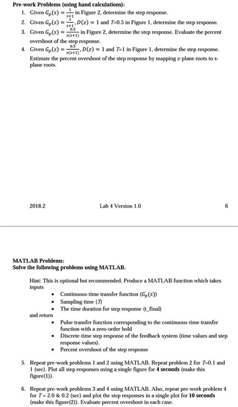 Matlab Code Of Question 5 And 6 Pre Work Problems Using Hand