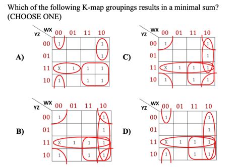 Solved Which Of The Following K Map Groupings Results In A Chegg Com