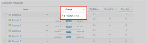 Sliders In Scenario Manager