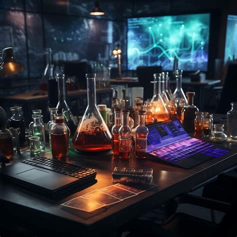 테스트 튜브와 함께 화학 수업의 배경 bunsen burner flask on work for content creator