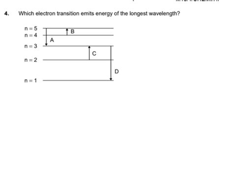 Solved Which Electron Transition Emits Energy Of The Longest