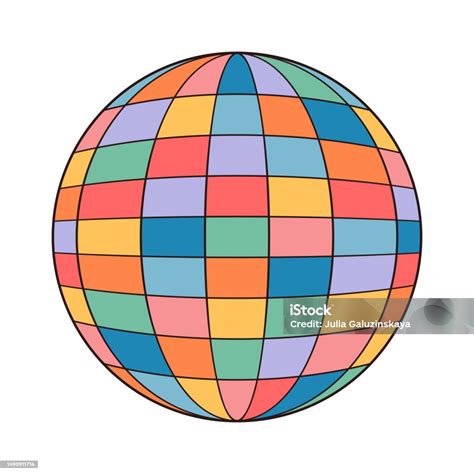 히피 그루비 레인보우 디스코 볼 복고풍 사이키델릭 만화 요소 흰색 배경에 분리된 벡터 그림입니다 1960 1969 년에 대한 스톡 벡터 아트 및 기타 이미지 Istock