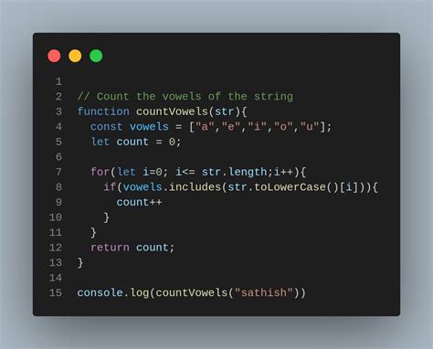 Javascript Counting Vowels In A String Sathish Kumarm Posted On The
