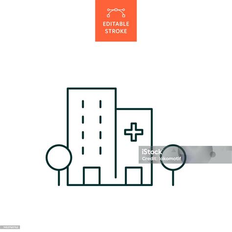 편집 가능한 뇌졸중이 있는 병원 라인 아이콘입니다 아이콘은 웹 디자인 모바일 앱 Ui Ux 및 Gui 디자인에 적합합니다 병원에 대한 스톡 벡터 아트 및 기타 이미지