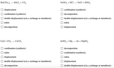 solved classify these reactions