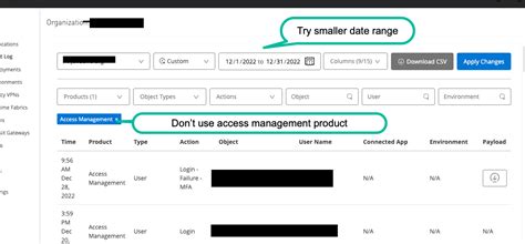 unable to use access management filter with longer duration to fetch