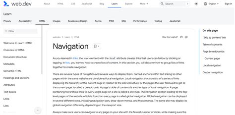 Navigation Web Dev