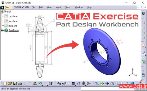 تمرین کتیا پارت دیزاین پروژه 7 در Catia Part Design