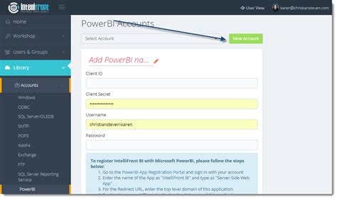 How Do I Setup A Power Bi Account In Intellifront Bi