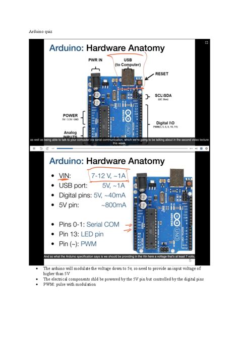 Arduino Quiz Cheat Sheet Arduino Quiz The Arduino Will Modulate The Voltage Down To 5v So