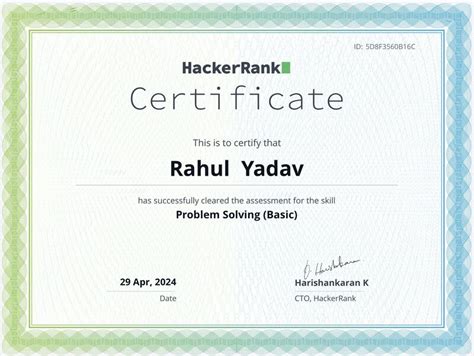 Rahul Yadav On Linkedin Problemsolving Hackerrank Achievementunlocked