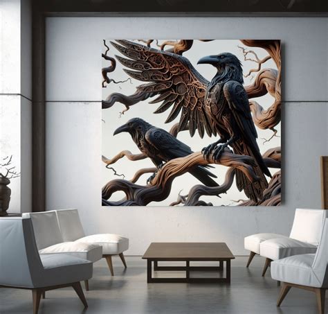 Black Raven Fantasy Canvas Wall Art Raven Lover T Abstract Print