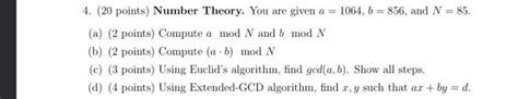 Solved 4 20 Points Number Theory You Are Given