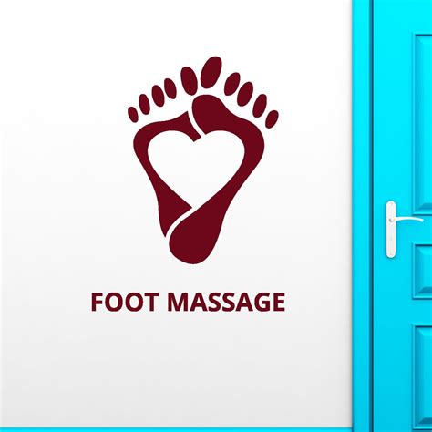 Vinyl Wall Decal Foot Massage Words Spa Center Logo Feet Heart Sticker