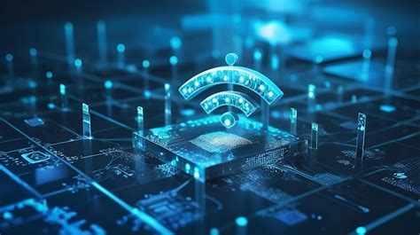 Abstract Wireless Network Data Connection Background With Wifi Symbol Premium Ai Generated Image