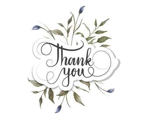 Illustration Thank You Script With Watercolor Floral Ornaments 11334863