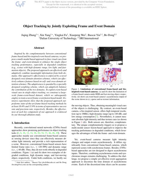 Pdf Object Tracking By Jointly Exploiting Frame And Event Domain