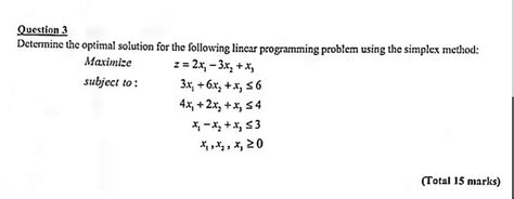 solved question 3determine the optimal solution for the