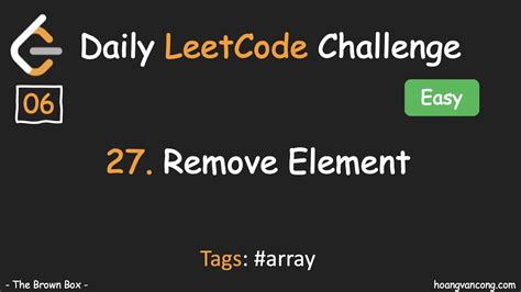 Daily LeetCode Challenge Remove Element Array YouTube
