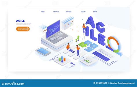 Agile Software Development, Landing Page Design, Website Banner Vector Template. Stock Vector ...
