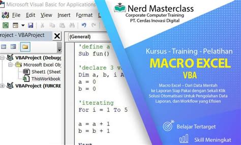 📢 Inhouse Training Pelatihan Excel Macro And Vba ~ Data Automation And Workflow Optimization Nerd