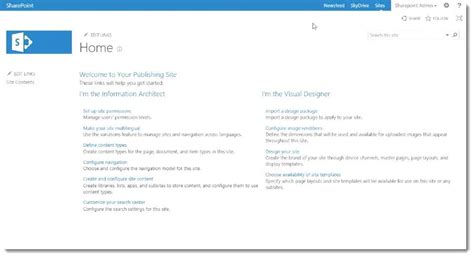 how to configure navigation in sharepoint publishing sites interface