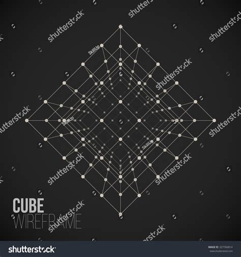 Wireframe Mesh Cube Connected Dots And Lines Connection Structure Digital Data Visualization