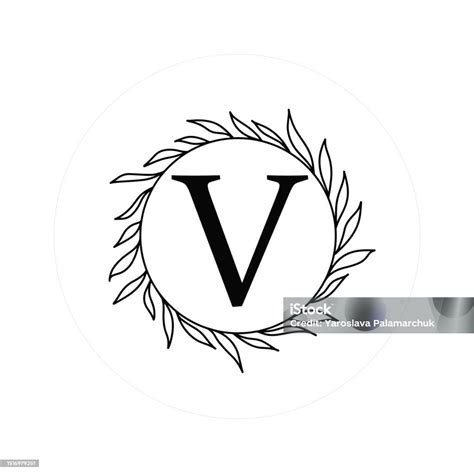 Letter V Initials With Round Floral Frames Vector Monogram Logo Cricut File Stock Illustration
