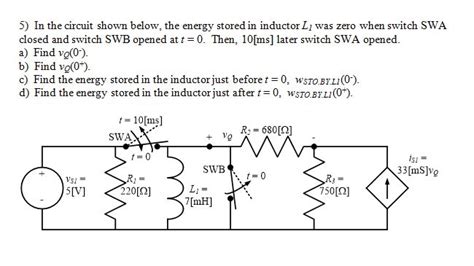 Solved In The Circuit Shown Below The Energy Stored In