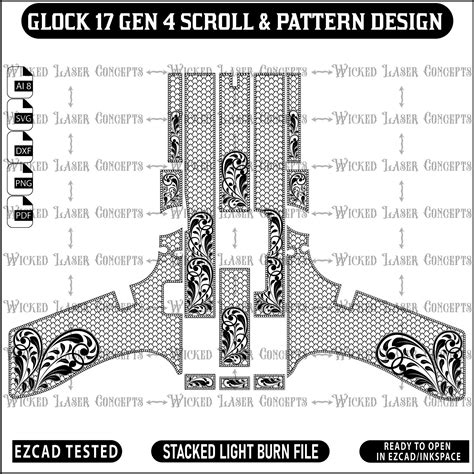 Glock 17 Gen 4 Scroll Design With Stacked Lightburn File Etsy