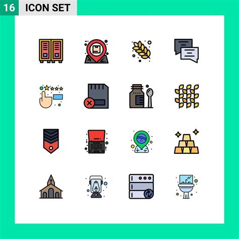 16 Universal Flat Color Filled Lines Set For Web And Mobile Applications Feedback Message