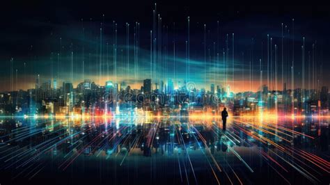 Innovation Data Over City Stock Illustration Illustration Of Insights 373274635