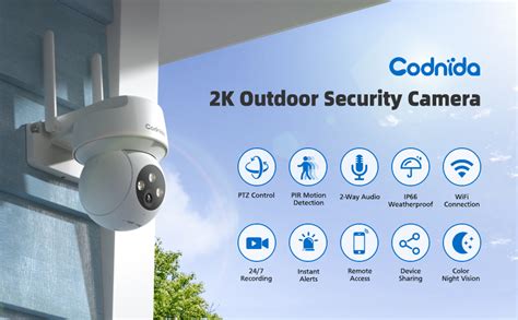 Codnida Security Camera Outdoor Pan Tilt Security Camera