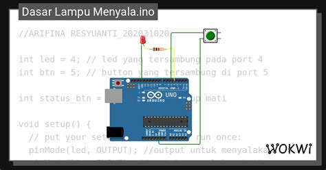 Dasar Lampu Berkedip Menggunakan Push Button Kiki Wokwi Esp32 Stm32