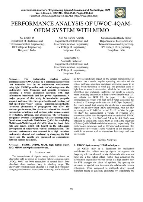Pdf Performance Analysis Of Uwoc 4qamofdm System With Mimo