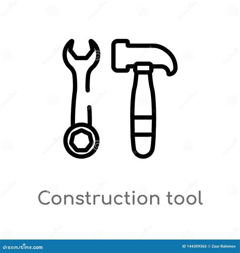 Outline Construction Tool Vector Icon Isolated Black Simple Line