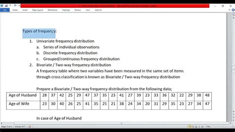 Bi Variate Frequency Distribution Youtube