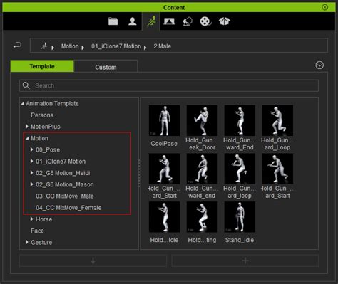 Applying Character Motions From Content Manager