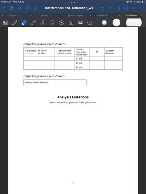 Diffraction Pattern Screen Distance Diffraction Chegg Com